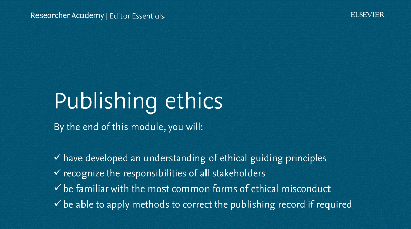 Publishing ethics | Elsevier Researcher Academy